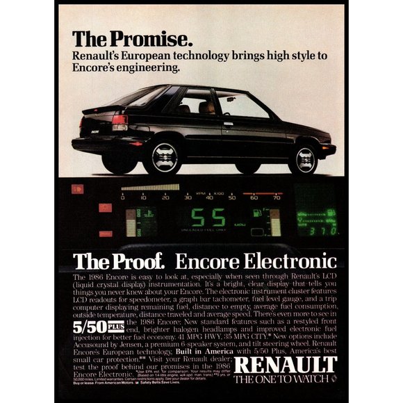 Reanault | Art | 986 Renault Encore Hatchback Vintage Print Ad ...